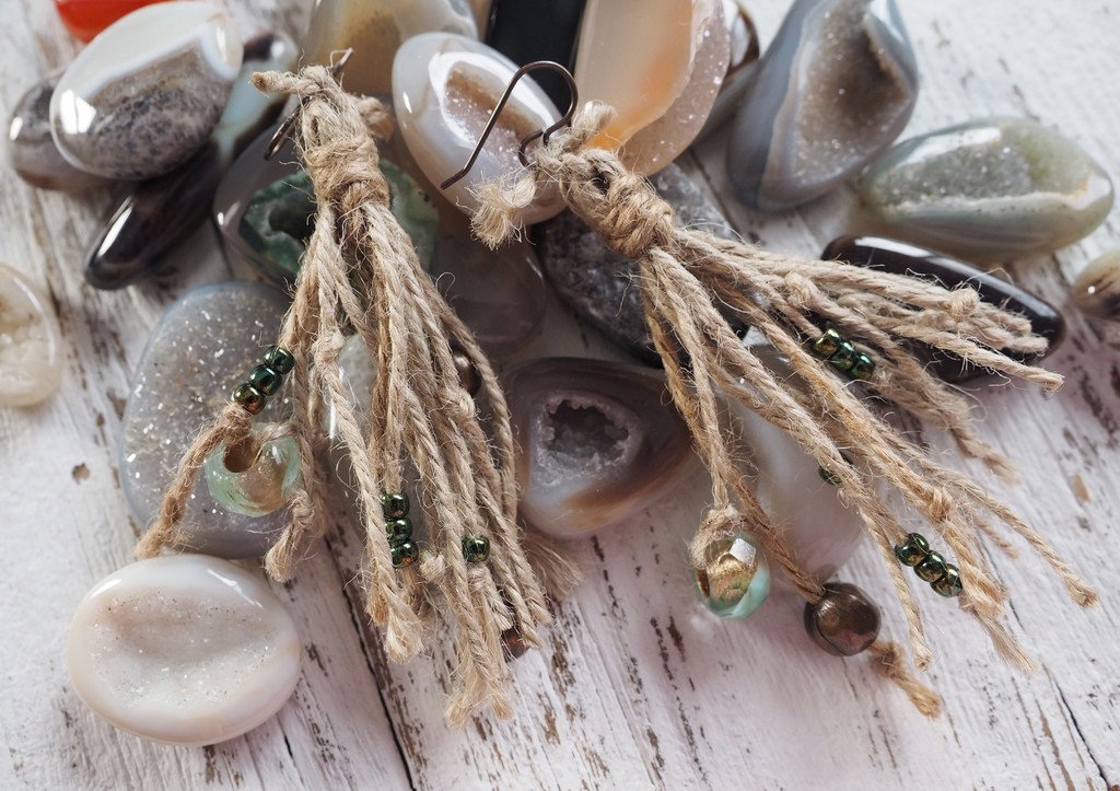 Beaded Hemp Tassel Earrings (Customer Design) - Lima Beads