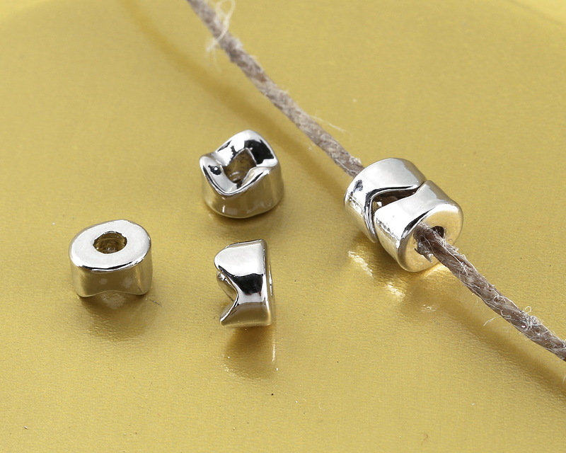 Silver (Plated) Enamel Chevron End Bead 4x5mm