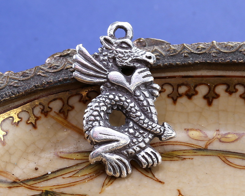 Mykonos Antique Silver (plated) Scaled Dragon Focal 19x33mm