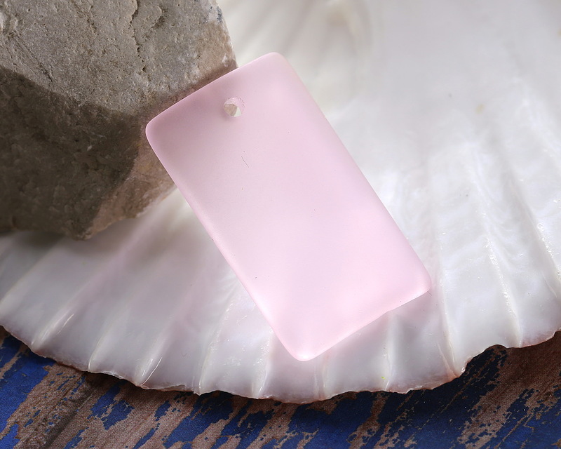 Blossom Pink Beach-Style Glass Bottle Curve Rectangle 19x33mm