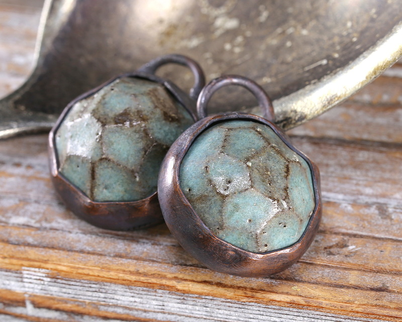 Gaea Ceramic Patina Chocolate Geode set in Antique Copper Bezel 26 ...