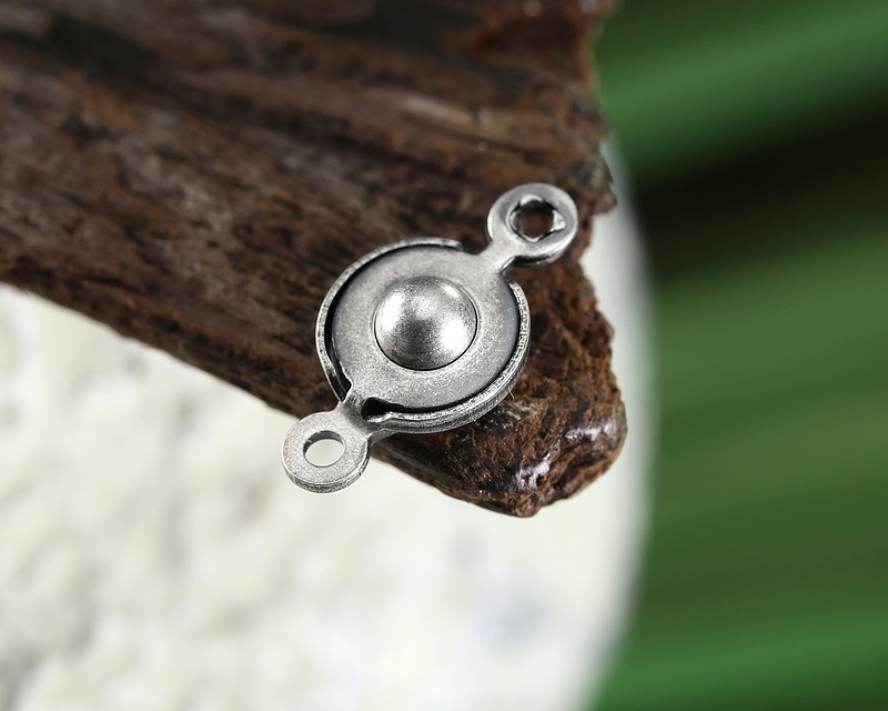 Antique Silver (plated) Snap Clasp 14x7mm