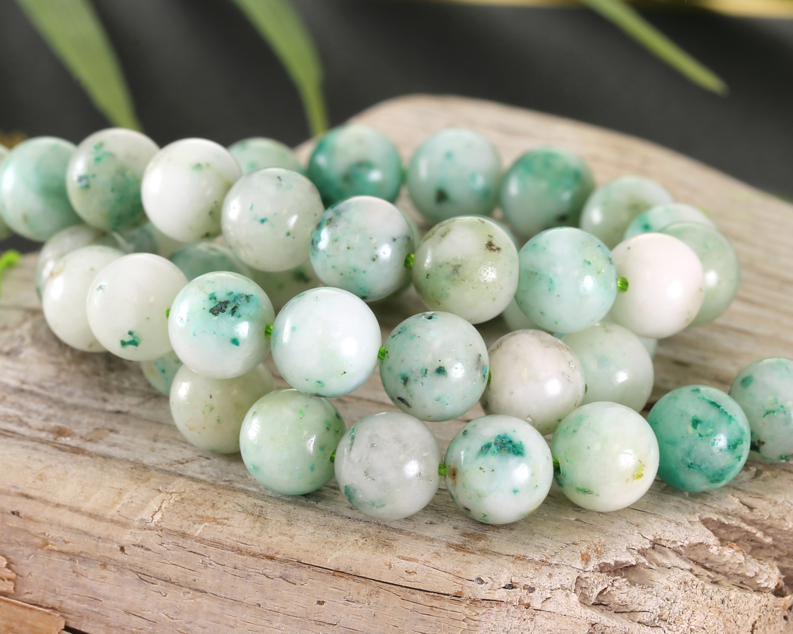 Chrysocolla Azurite in Quartz (light) Round 8mm Beads