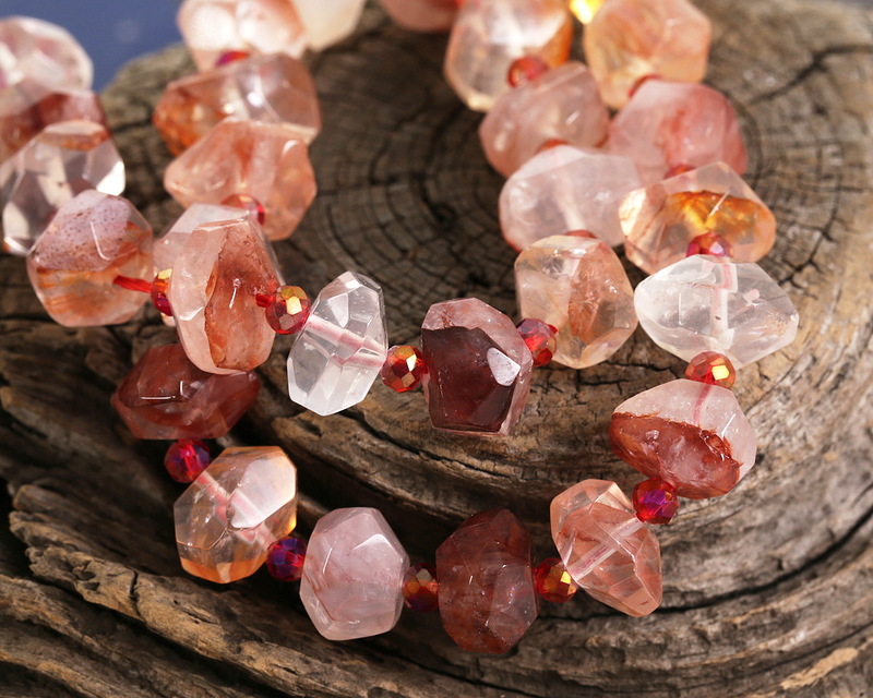Red Rutilated Quartz Faceted Nugget 7-10x11-14mm
