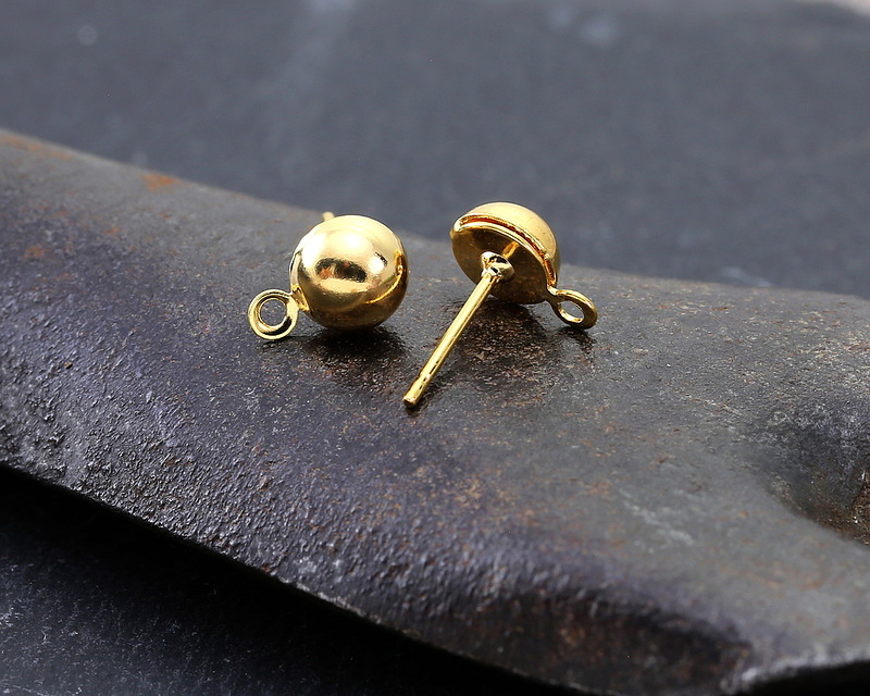 Gold (plated) Hemisphere w/ Loop Post Earring 6mm