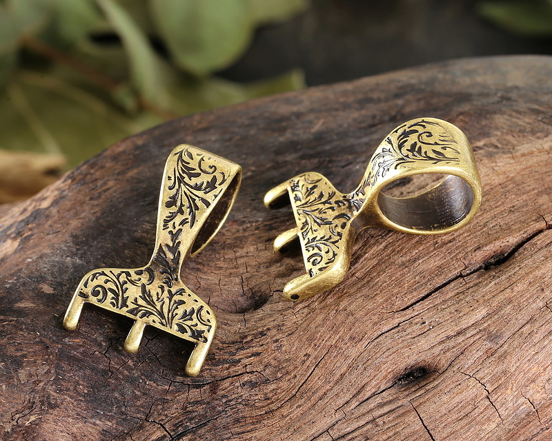 Cymbal Lygia III Antique Brass (plated) Bail for 8/0 Round Seed Beads ...