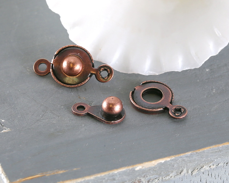 Antique Copper (plated) Snap Clasp 14x7mm