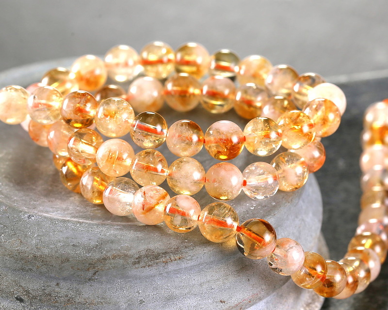 Natural Golden Citrine Round 6mm Beads