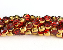 Ruby Crystal w/ Gold Faceted Coin 6.5mm