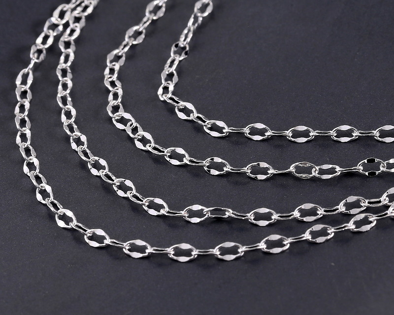 Silver (plated) Half Flat Delicate Cable Chain