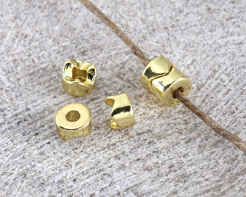 Gold (Plated) Enamel Chevron End Bead 4x5mm