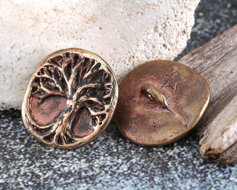 Green Girl Bronze Tree of Life Button 18mm