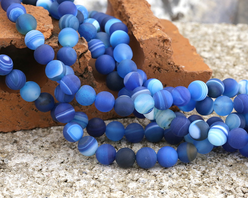 Sky Blue Line Agate (matte) Round 8mm