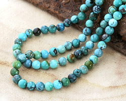 Green Blue Hubei Turquoise (w/ Matrix) Round 3mm