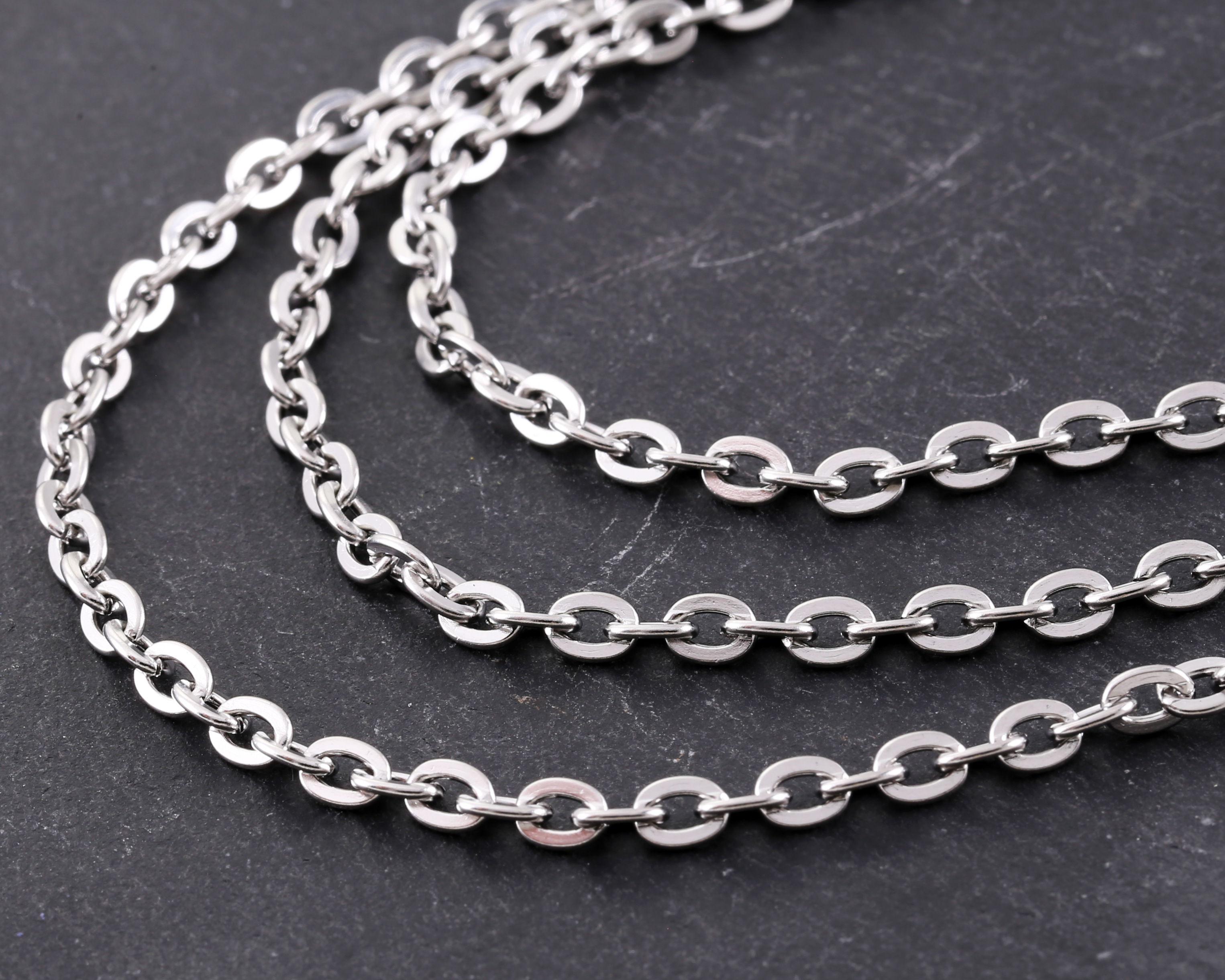 Stainless Steel Flat Oval Cable Chain 4mm