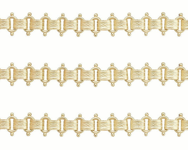 Satin Hamilton Gold (plated) Vintage Cuff & Beaded Oval Chain