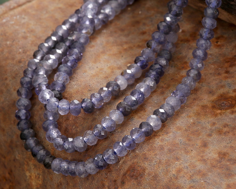 Iolite Faceted Rondelle 2x3mm Beads