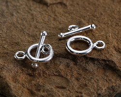 Silver (plated) Round Toggle Clasp 9x13mm, 13mm Bar