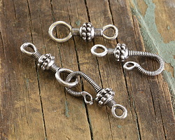Antique Silver (plated) Coiled Hook & Eye Clasp Set 25x10mm (hook ...