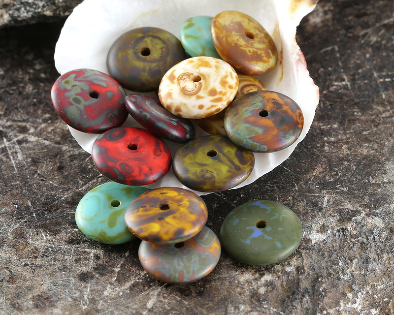 Czech Glass Matte Multi-Color Picasso Mix Disc 12mm