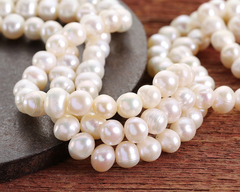 Pearly White Freshwater Potato Pearl 7-7.5x7-8mm