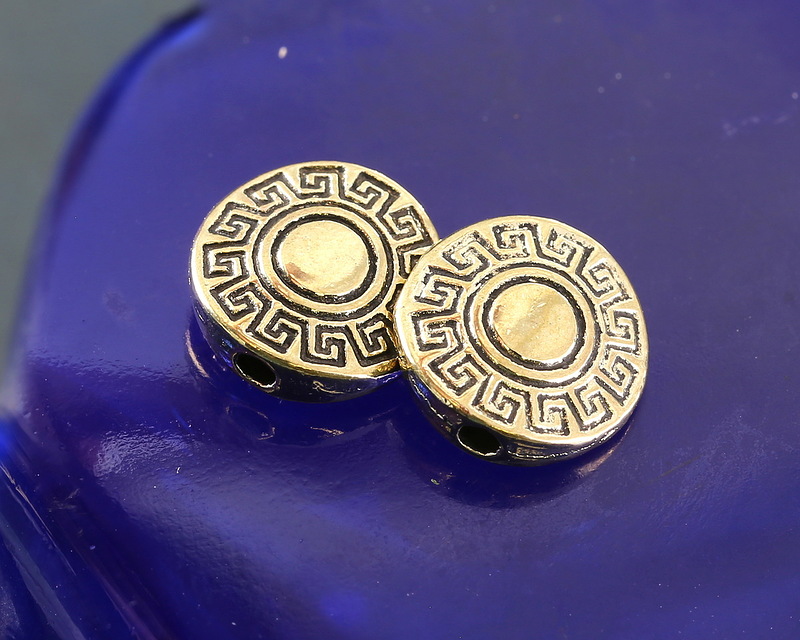 Antique Gold Finish Meandering Coin 10mm