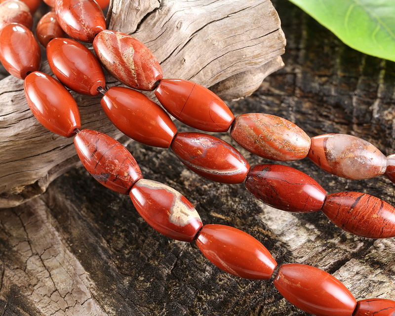 Red Bend Jasper Rice 16x8mm