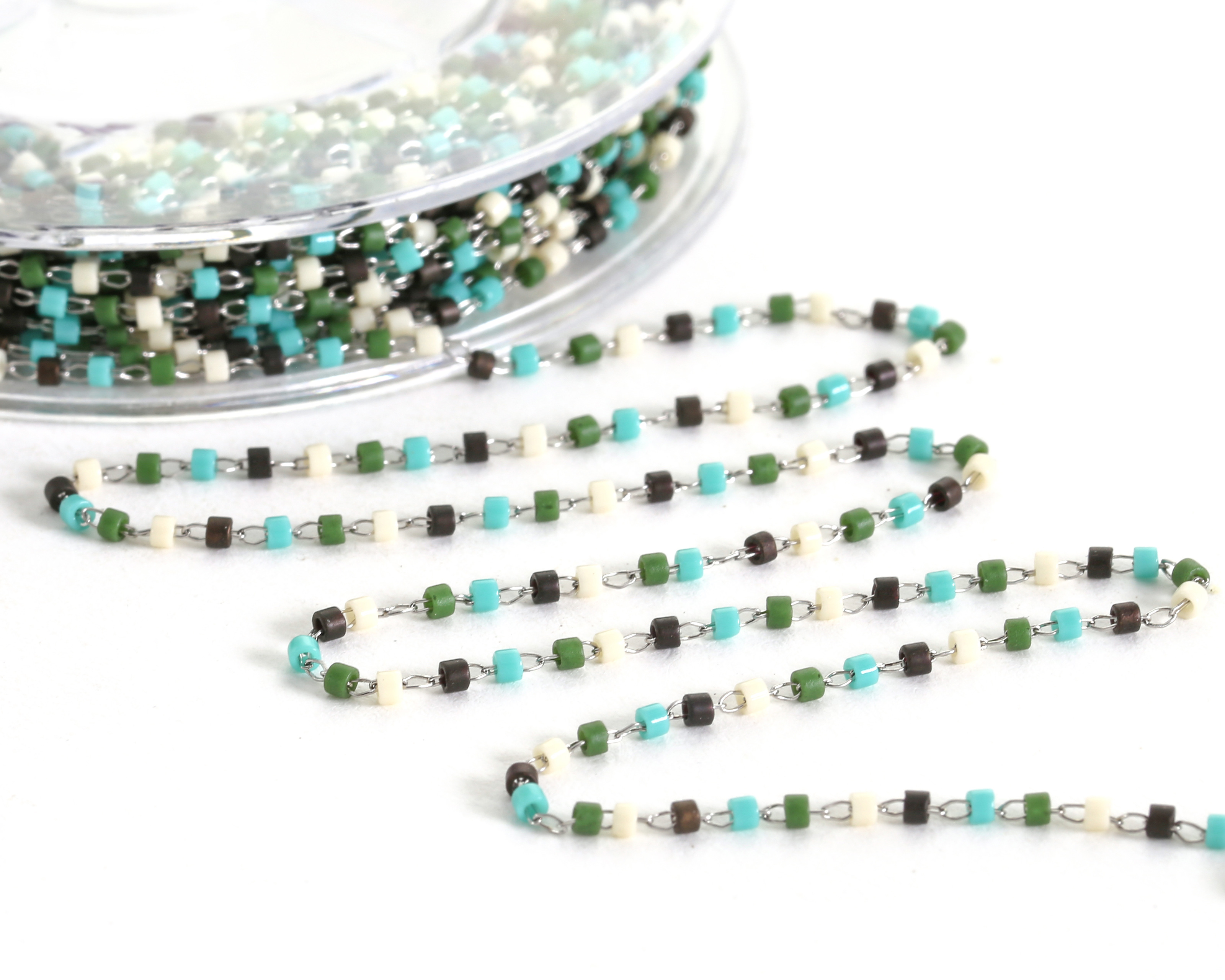 Beachside Delicate Stainless Steel Miyuki Seed Bead Chain