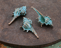 Patina Blue Copper (plated) Murex Shell Focal 15x34mm