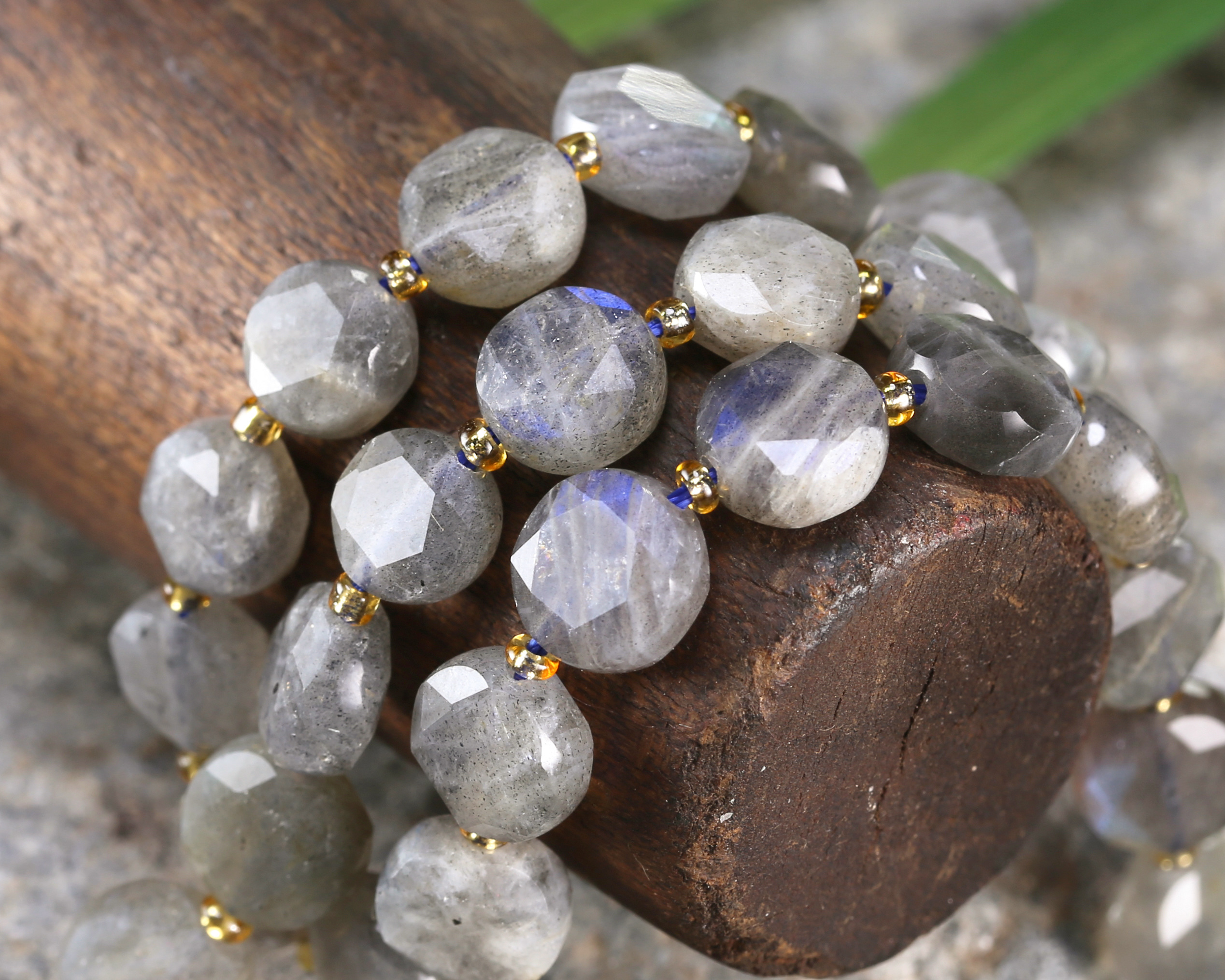 Labradorite (A) Faceted Star Coin 8-9mm