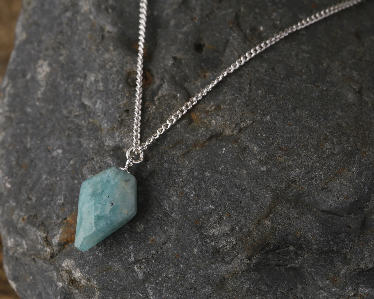 Brazil Amazonite Faceted Arrow Pendant w/ Silver Finish 11-12x19-20mm