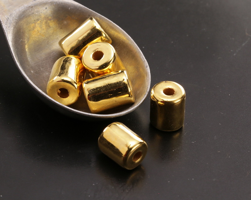 Mykonos Metalized Ceramic Gold Tube Space 9-10x8mm