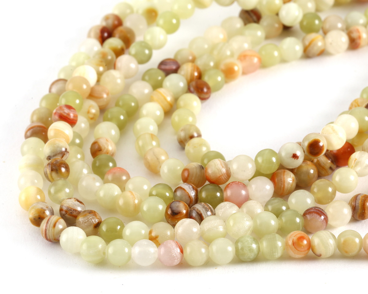 Green Banded Calcite Round 6mm