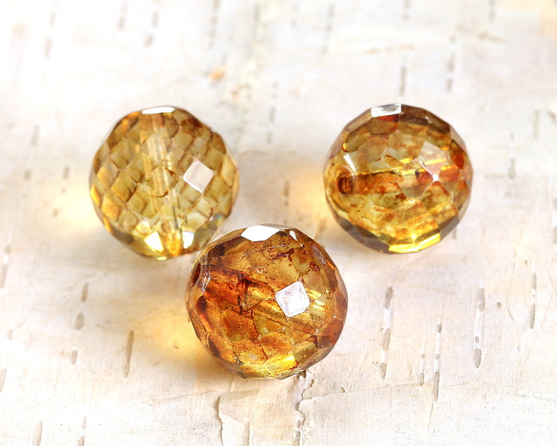Czech Glass Crystal Picasso Fire Polished Round 18mm