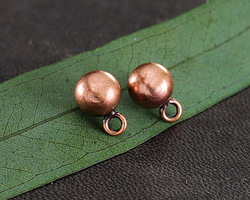 Antique Copper (plated) Ball w/ Loop Post Earring 6mm