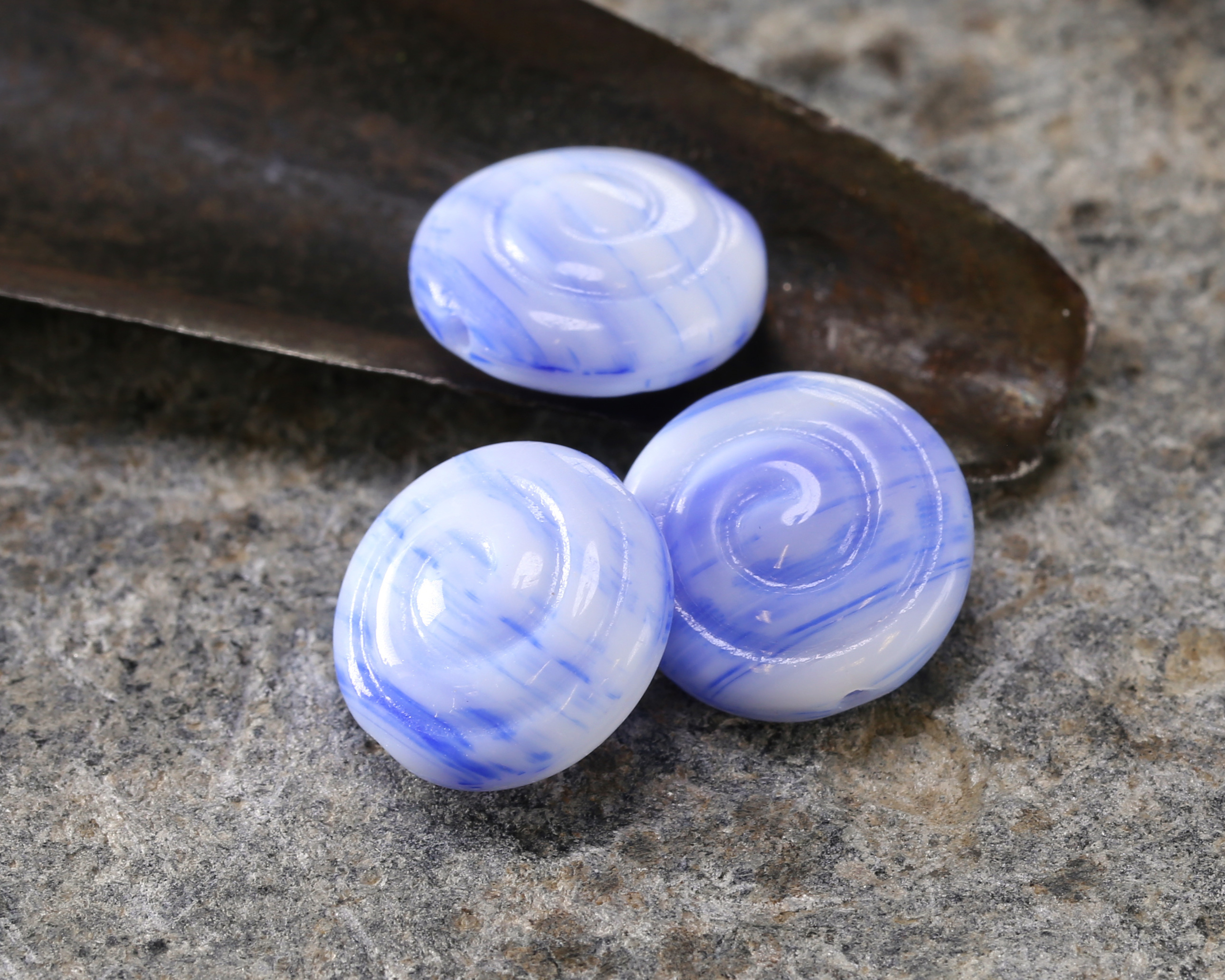 Czech Glass Nautical Swirl Coin 13mm