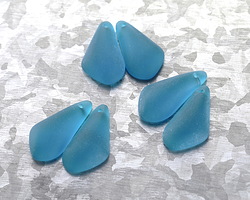 Peacock Blue Beach-Style Glass Fancy Drop Pendant Pair 12x24mm