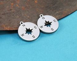 Stainless Steel Compass Pendant 14mm