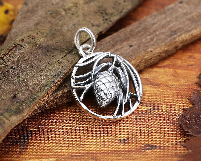 Nina Designs Sterling Silver Pine Needle and Pinecone Charm 19x13mm