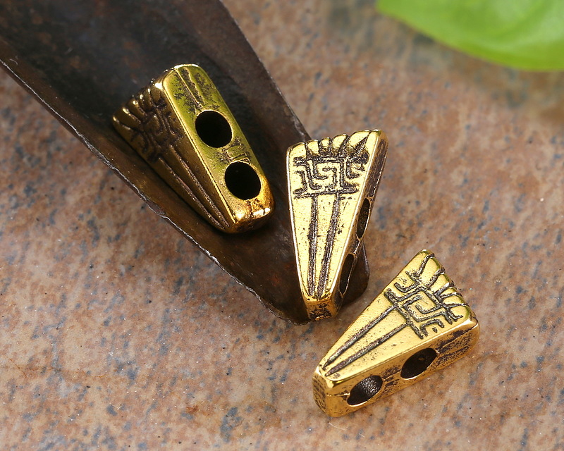 Mykonos Gold (plated) Geometric Triangle 2-Hole Slide 8x15mm