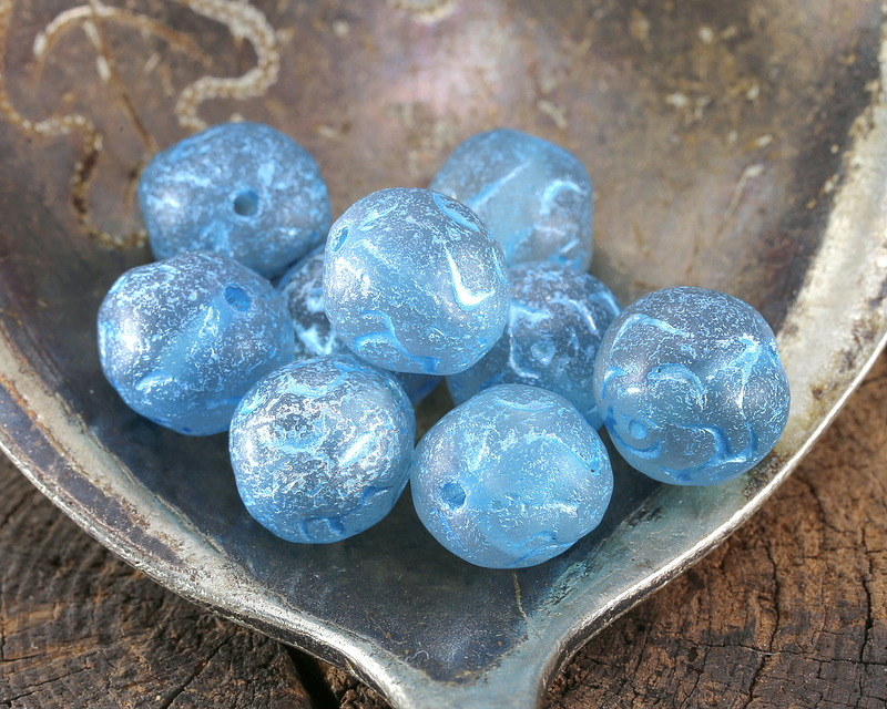 Czech Glass Matte Crystal w/ Silver & Metallic Turquoise Wash Rose ...