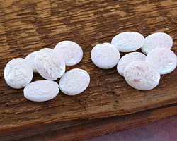 Czech Glass White AB Bee Oval 22x18mm