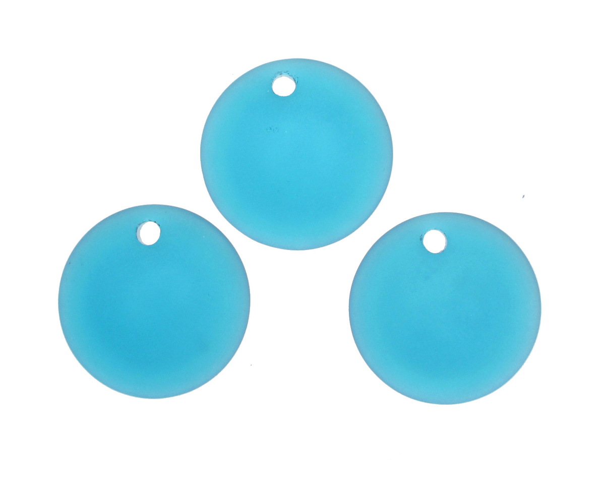 Pacific Blue Beach-Style Glass Concave Coin 24mm