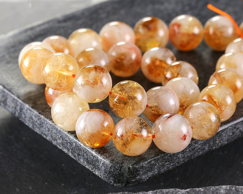 Natural Golden Citrine Round 12mm Beads