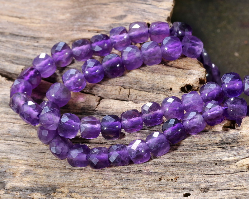 Amethyst Small Faceted Irregular Cube 4-4.5mm