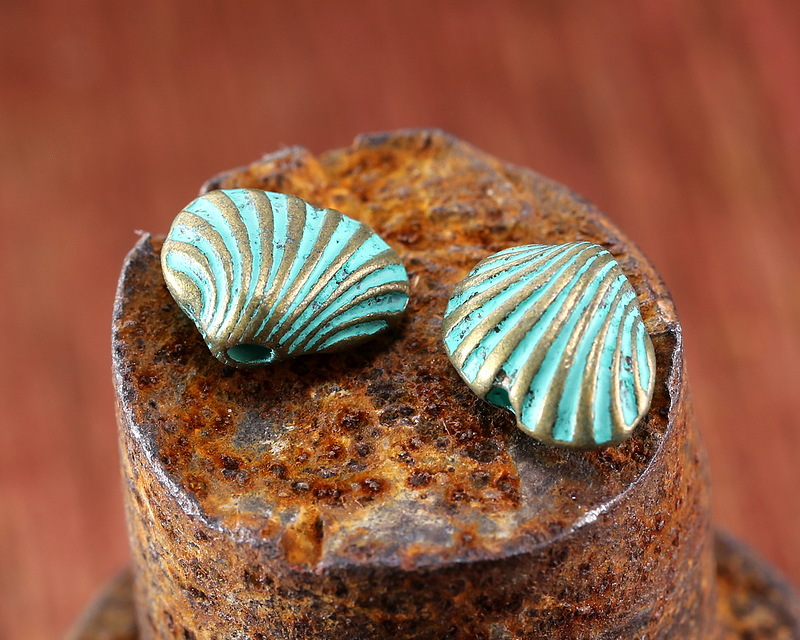 Patina Green Brass (plated) Arca Shell Bead 8x10mm
