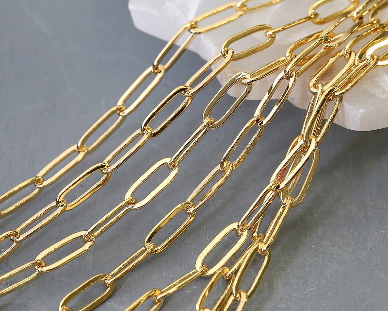 Hamilton Gold (plated) Flat Paperclip Chain, 5' Package