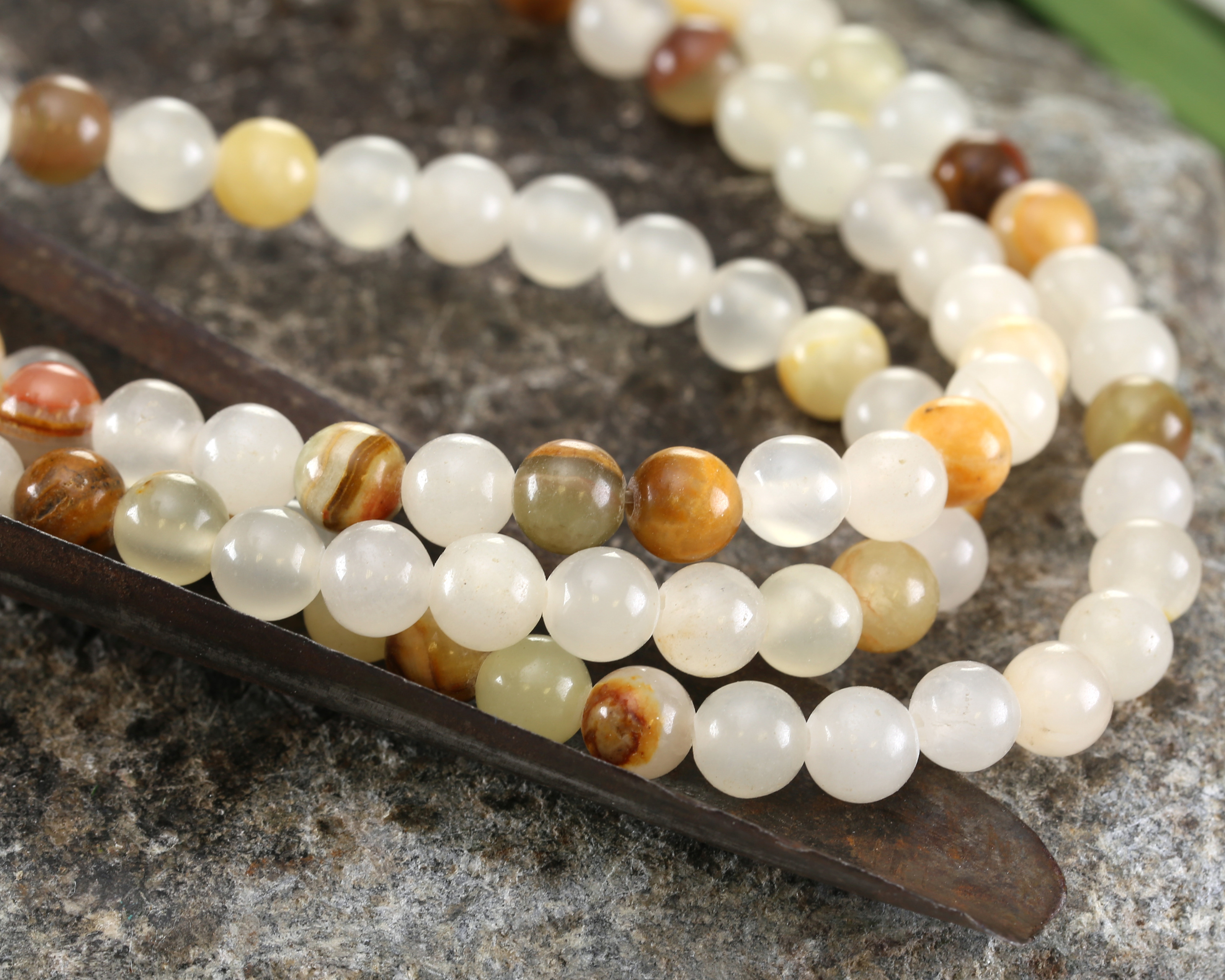 Green Banded Calcite Round 6mm