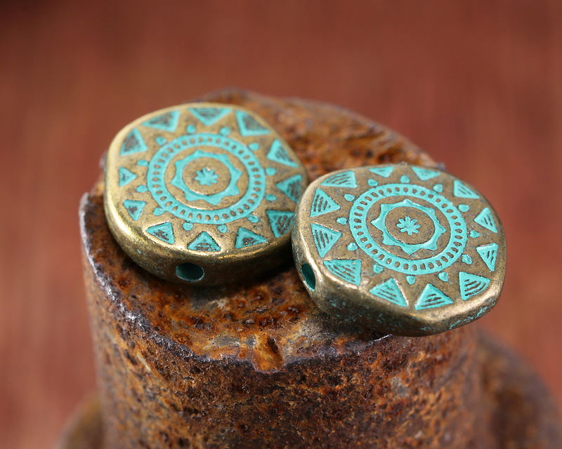 Patina Green Brass Suntastic Abstract Coin 13mm