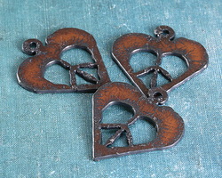Universal Ironworks Rusted Iron Peace Sign Heart Focal 44x40mm